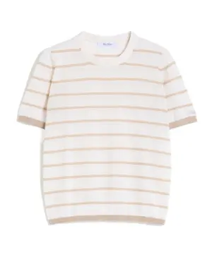 Max Mara Max Mara Favetta Striped Knit T-Shirt Beige