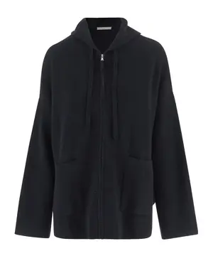 ALLUDE Zip-up Hooded Sweater
