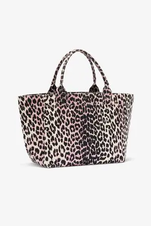 GANNI Leopard Printed Tote Bag - Black