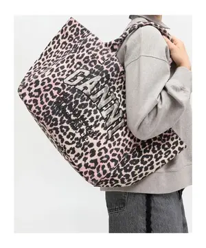 GANNI Leopard Printed Tote Bag - Black