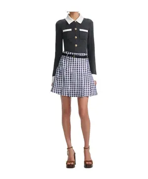 SELF-PORTRAIT Contrasted-collar Knitted Cardigan - Grey