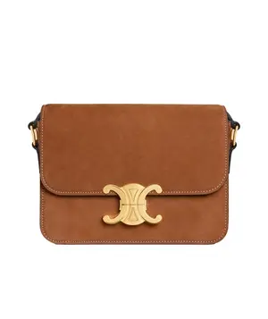 Celine Teen Triomphe Bag In Nubuck Calfskin - Camel