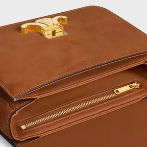 Celine Teen Triomphe Bag In Nubuck Calfskin - Camel
