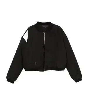 WHO DECIDES WAR Zip-up Padded Patchwork Bomber Jacket