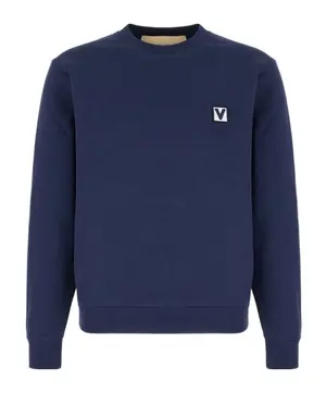Valentino Garavani Crewneck Sweatshirt With Logo Patch - Blue