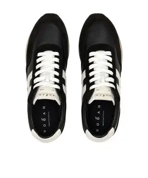 Hogan Athletic Sneakers With H-shaped Pattern And Drawstring Closure - Black