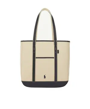 Polo Ralph Lauren Logo Embroidered Tote Bag - Ecru/navy