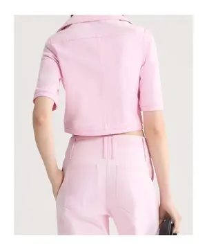 PATOU Cropped Button-front Jacket With Short Sleeves - Pink