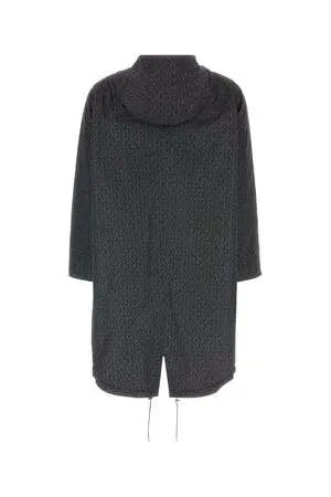 Michael Kors Printed Long Zip-up Jacket With Drawstring Hood - Black