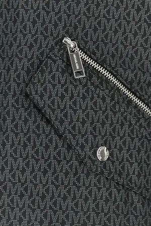 Michael Kors Printed Long Zip-up Jacket With Drawstring Hood - Black
