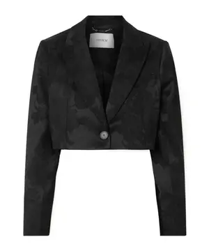 Erdem Genevieve Cropped Floral Jacquard Blazer
