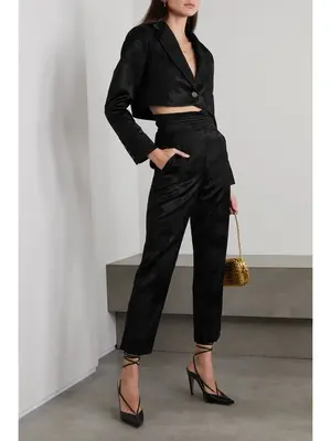 Erdem Genevieve Cropped Floral Jacquard Blazer