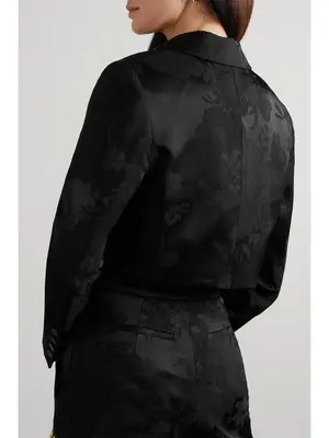 Erdem Genevieve Cropped Floral Jacquard Blazer