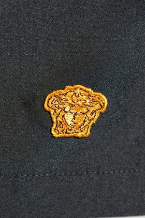 Versace Logo Patch Swim Shorts - Black