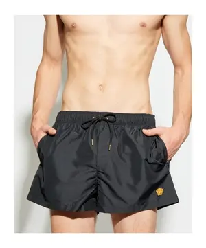 Versace Logo Patch Swim Shorts - Black