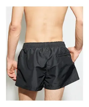 Versace Logo Patch Swim Shorts - Black