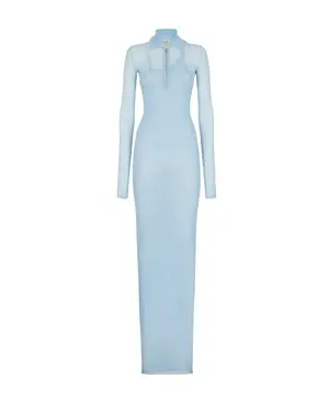 Fendi Long Sleeve Knit Maxi Dress - Blue