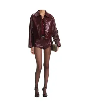 SELF-PORTRAIT Cropped Leather Jacket