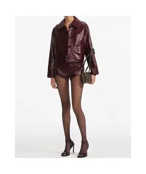 SELF-PORTRAIT Cropped Leather Jacket