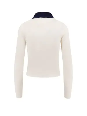 SELF-PORTRAIT Merino Wool Buttoned Cardigan With Contrast Collar - Cream