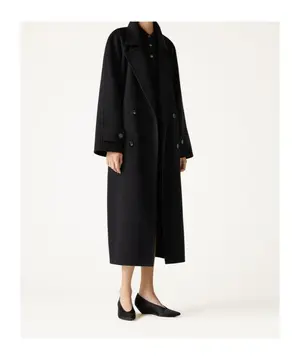 Loro Piana Double-breasted Coat With Leather Trim