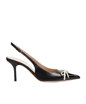 Valentino Garavani Bow Detailed Pointed Toe Slingback Pumps
