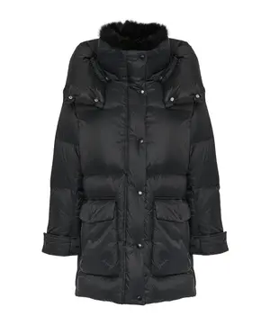 YVES SALOMON Long Sleeve Quilted Cotton-padded Jacket With Fur Trim - Black