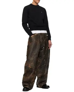 Acne Studios Long-sleeved Sweater With Ribbed Details - Black