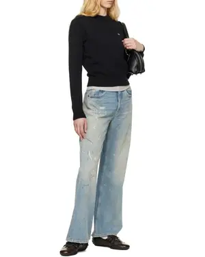 Acne Studios Long-sleeved Sweater With Ribbed Details - Black