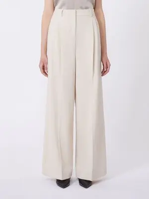Max Mara Pleated Wide-leg Trousers - Ivory