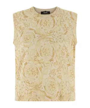 Versace Barocco Print Sleeveless Knitted Top