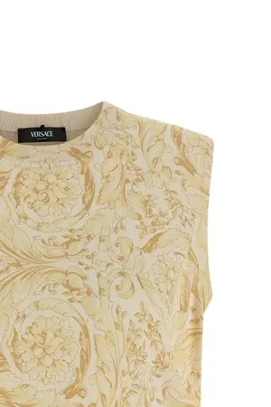 Versace Barocco Print Sleeveless Knitted Top