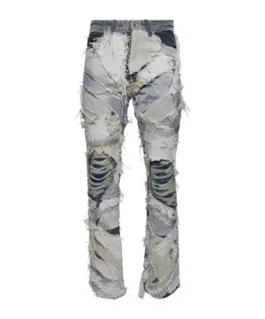 WHO DECIDES WAR Beach Sand Patchwork Jeans - Cloud