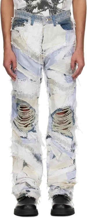 WHO DECIDES WAR Beach Sand Patchwork Jeans - Cloud
