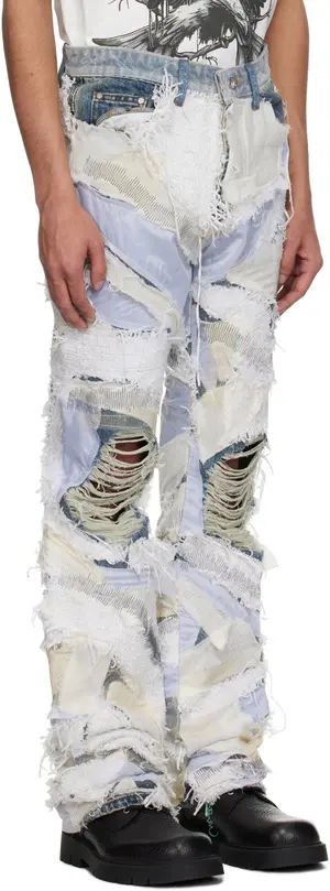 WHO DECIDES WAR Beach Sand Patchwork Jeans - Cloud