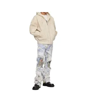WHO DECIDES WAR Beach Sand Patchwork Jeans - Cloud
