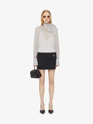 Givenchy Polka Dots Printed High-neck Blouse With Bow Detail - Beige/black