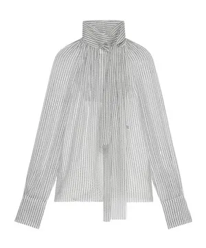 Givenchy Polka Dots Printed High-neck Blouse With Bow Detail - Beige/black