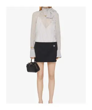 Givenchy Polka Dots Printed High-neck Blouse With Bow Detail - Beige/black