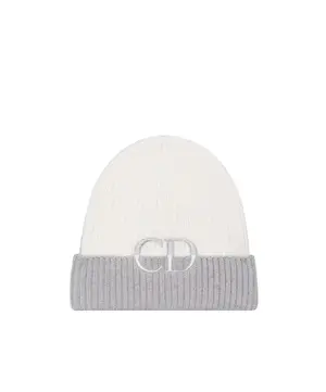 Dior Cd Icon Beanie - Off-white And Gray