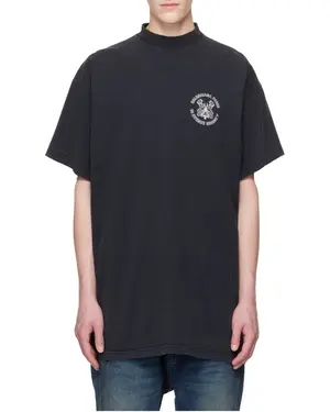 Balenciaga Logo Printed Crewneck T-shirt - Black