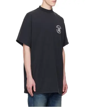 Balenciaga Logo Printed Crewneck T-shirt - Black