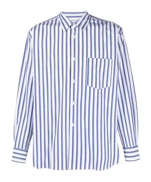 Comme Des Garçons Striped Cotton Shirt - Blue