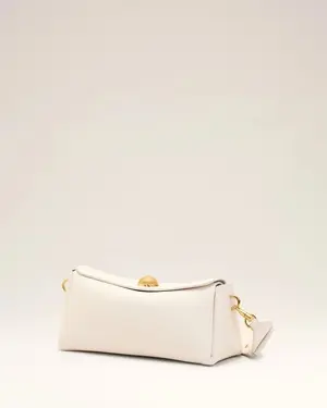 AMI Paris Logo Engraved Shoulder Bag - White