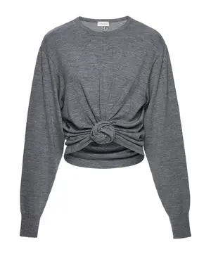 Magda Butrym Knot Front Long Sleeve Knitted Top - Grey