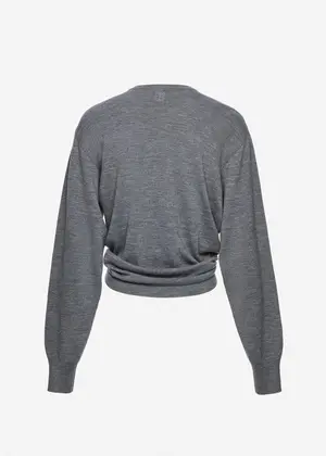 Magda Butrym Knot Front Long Sleeve Knitted Top - Grey