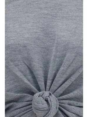 Magda Butrym Knot Front Long Sleeve Knitted Top - Grey