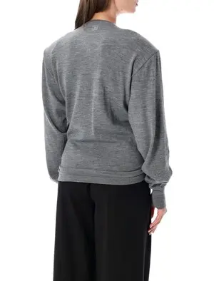 Magda Butrym Knot Front Long Sleeve Knitted Top - Grey