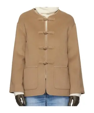 RÓHE Long Sleeve Casual Jacket With Patch Pockets And Dropped Shoulders - Camel