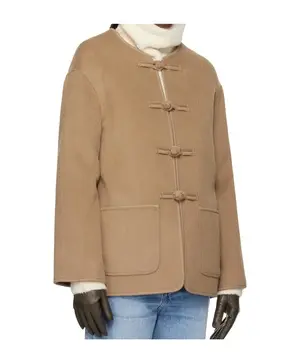 RÓHE Long Sleeve Casual Jacket With Patch Pockets And Dropped Shoulders - Camel